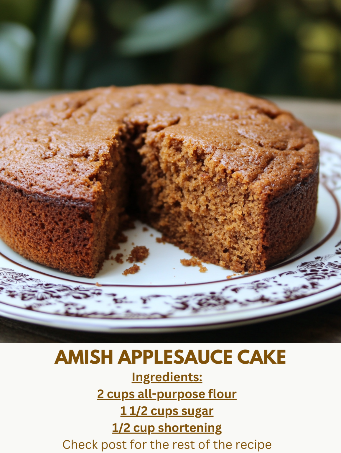 Amish Applesauce Cake - Infloin Recipes