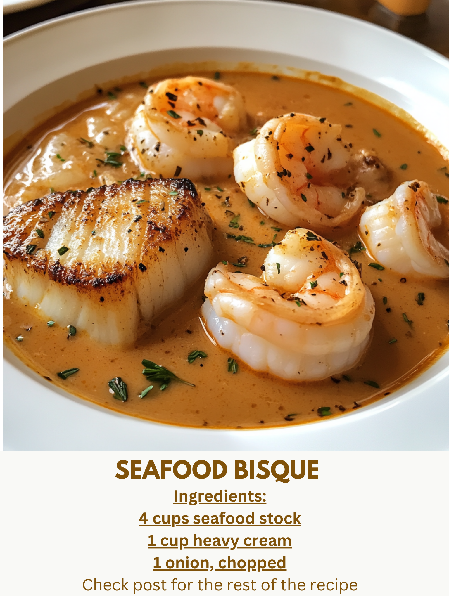 Seafood Bisque with Scallops, Cod, and Shrimp – Infloin Recipes