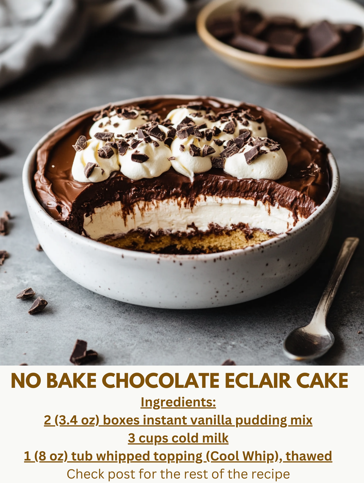 No Bake Chocolate Eclair Cake – Infloin Recipes